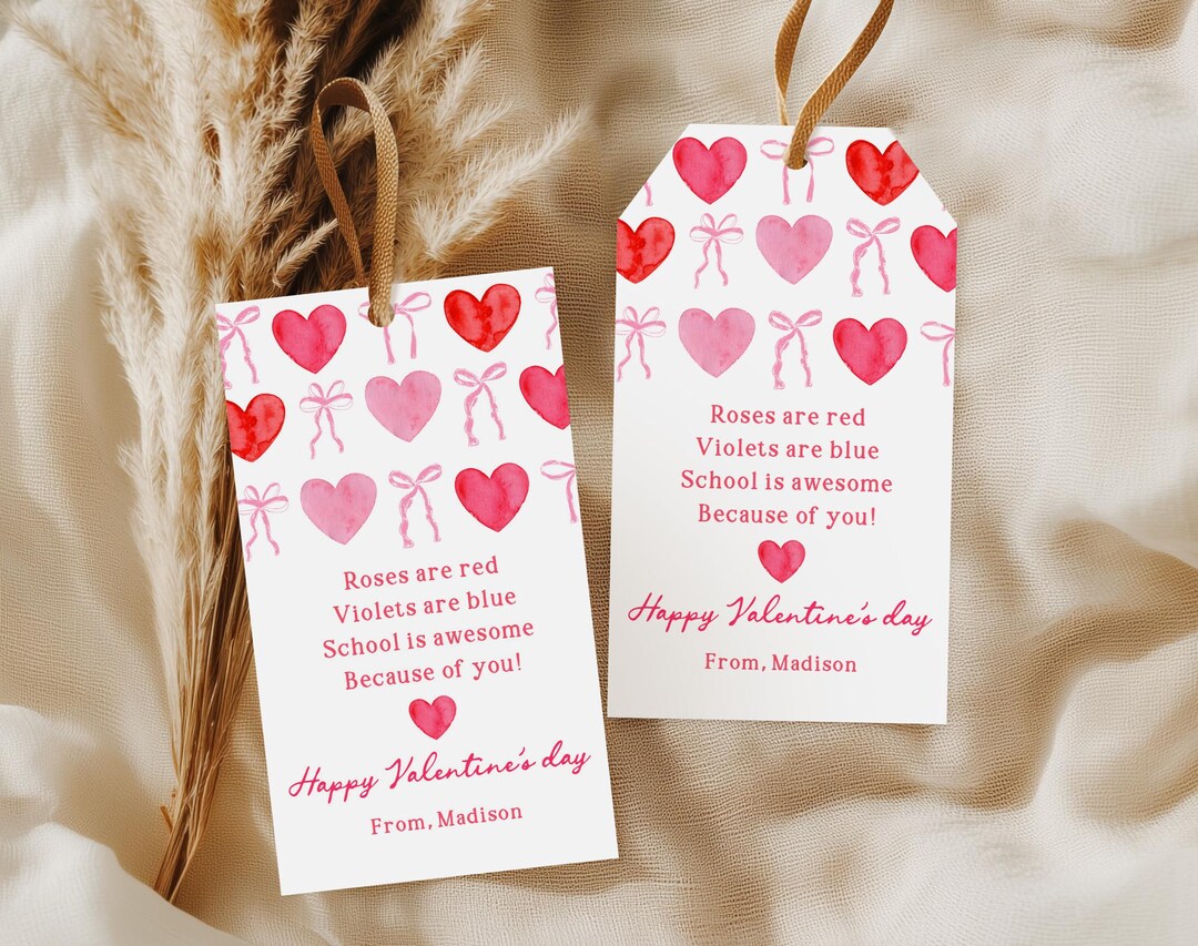 Teacher Valentine Gift Tags - Printable for School Staff Appreciation ...