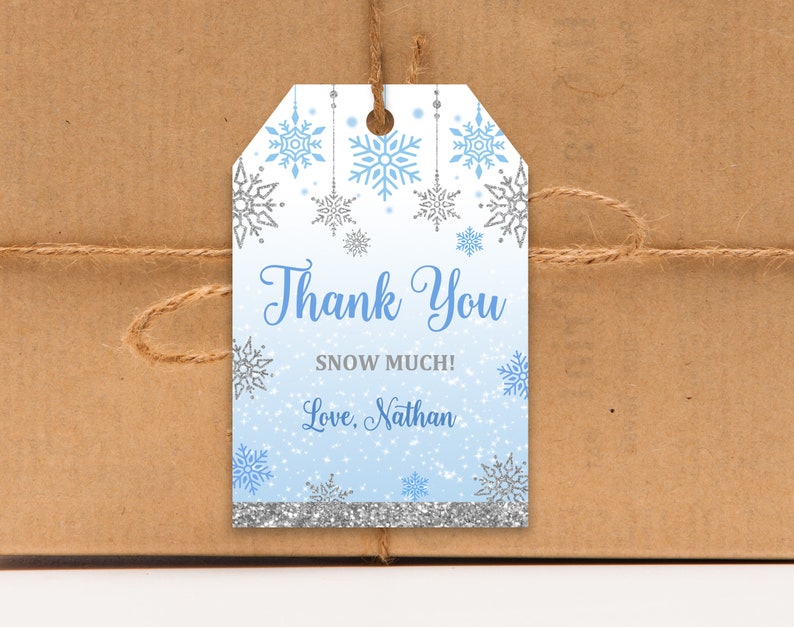 Winter Snowflake Birthday Thank You Favor Tags Template/ Thank | Etsy
