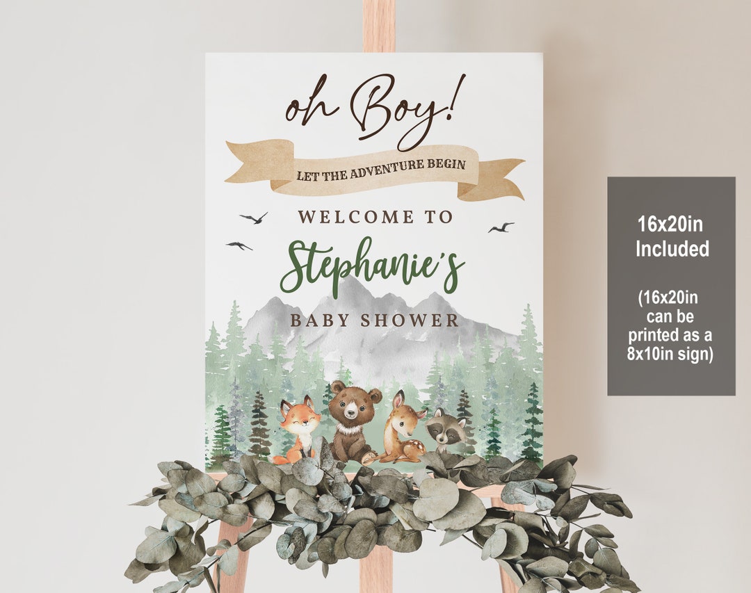 Let the Adventure Begin Baby Shower Welcome Sign Woodland Animals ... Let the Adventure Begin Baby Shower Welcome Sign Woodland Animals ...