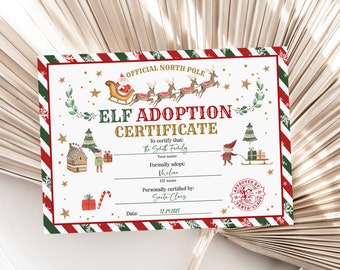 Editable Elf Adoption Certificate Instant Download Elf - Etsy