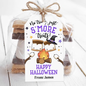 Editable Halloween S'mores Gift Tag No Tricks Just Smore Treats Favor ...