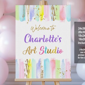 Art Birthday Party Welcome Sign Painting Party Welcome Poster Editable ...