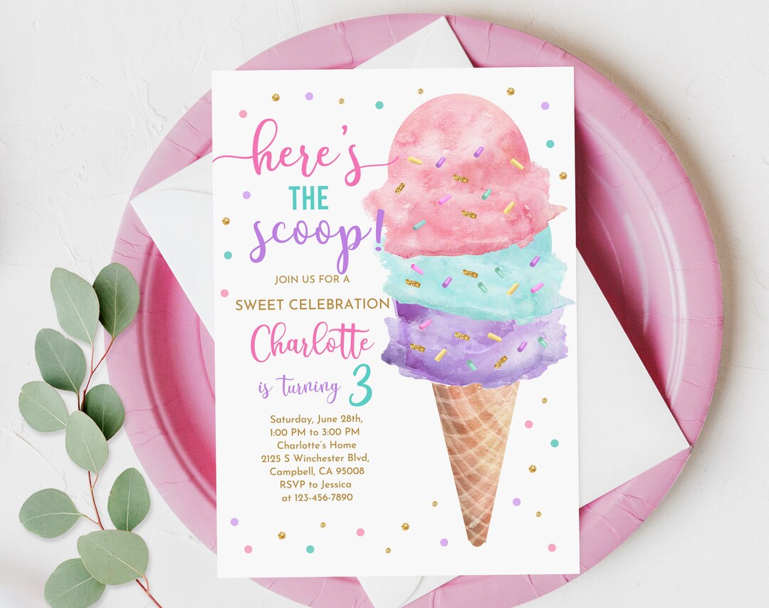 Ice Cream Birthday Invitation Ice Cream Social Party - Etsy