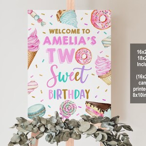 Two Sweet Birthday Welcome Sign 2nd Birthday Welcome Poster Dessert ...