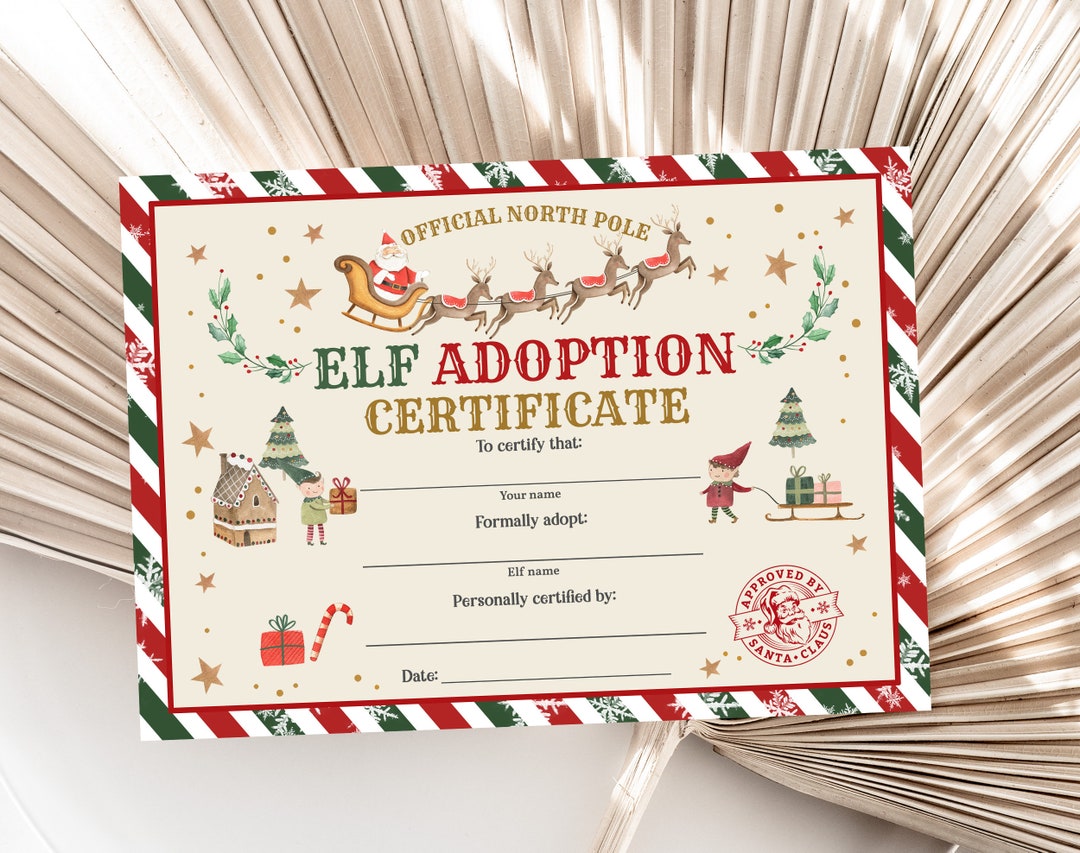 Elf Adoption Certificate: Editable Christmas Printable (digital ...