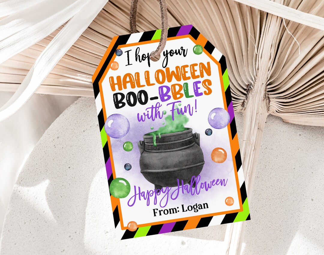 Halloween Bubble Tags Boo-bble Tags Halloween Bubble Favor Tag Kids Non ...