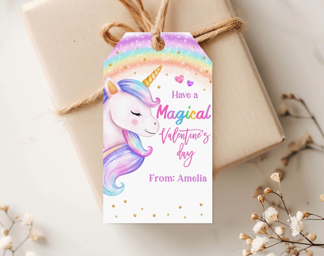Unicorn Valentine Tags: Editable Rainbow Classroom Gift Labels Vat59 - Etsy