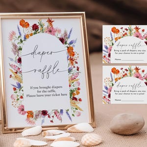 Baby in Bloom Diaper Raffle Sign and Ticket Wildflower Baby Shower ...