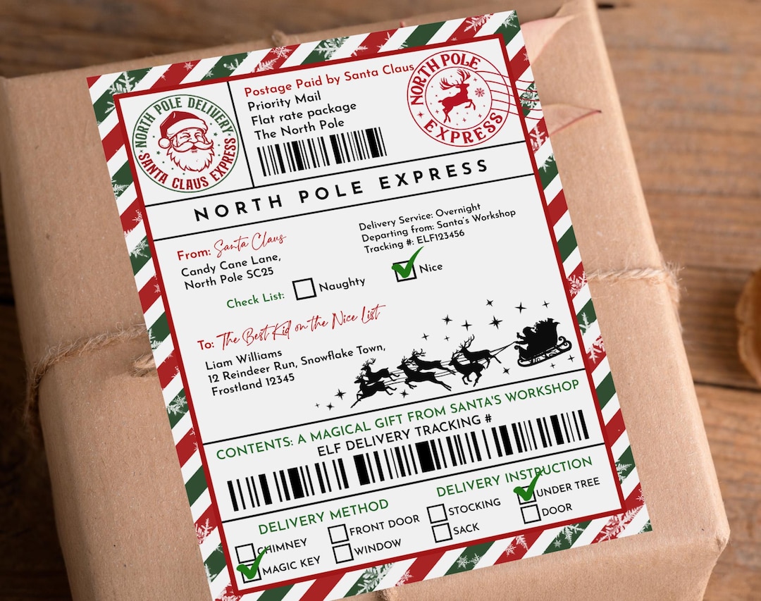 North Pole Shipping Labels - Editable Santa Gift Stickers Chl8 - Etsy