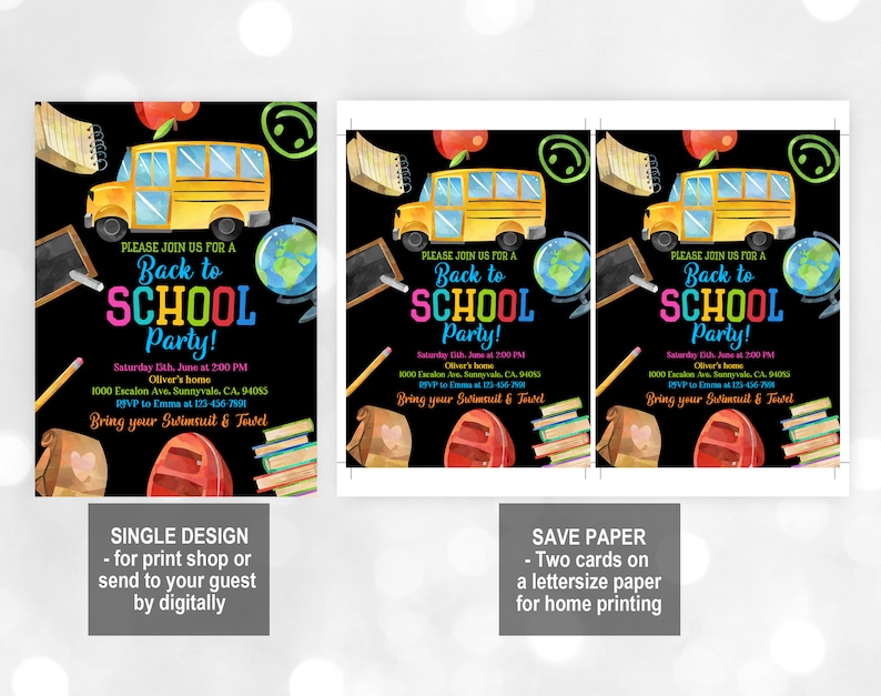Back to School Party Invitation First Day of School Invite End - Etsy