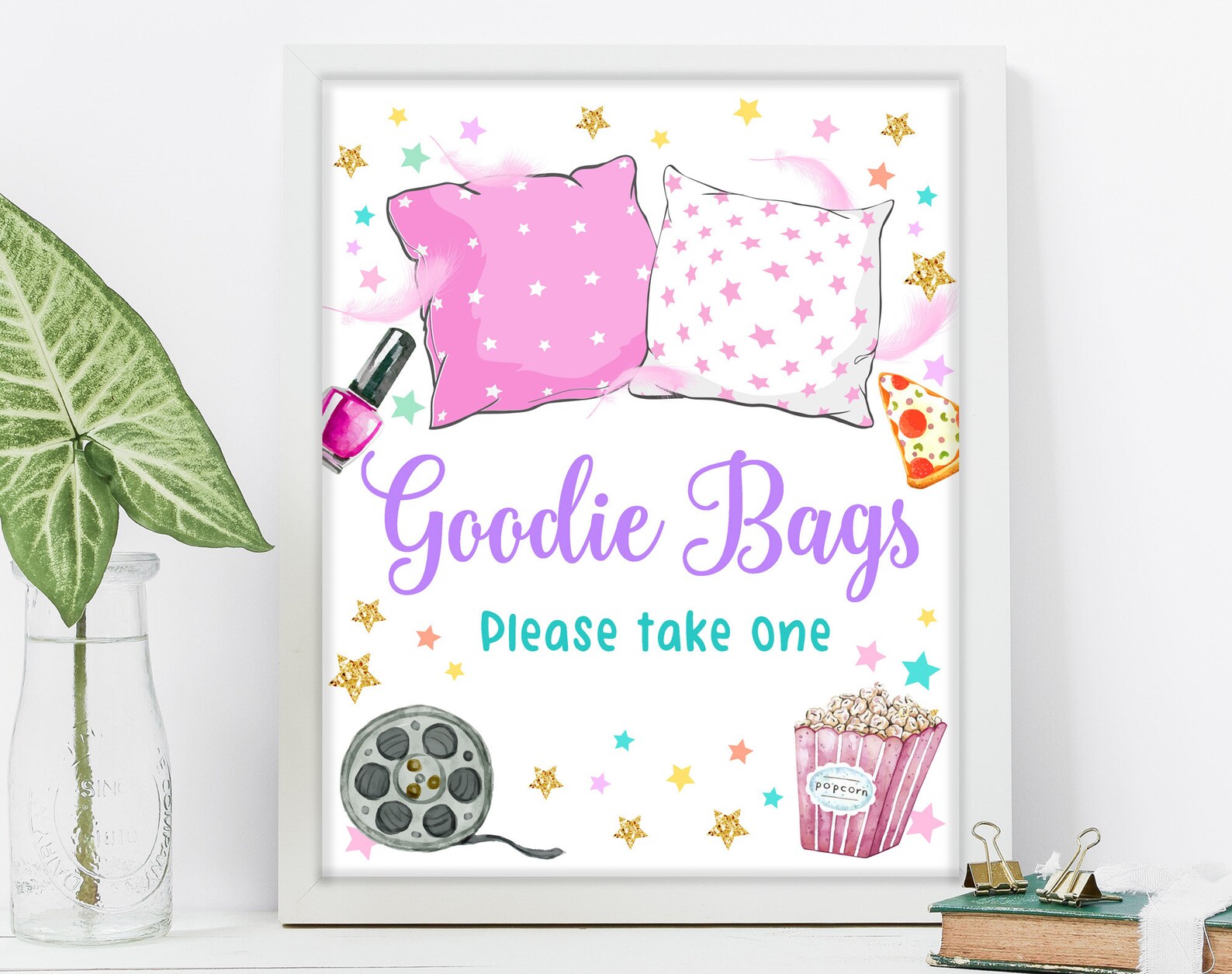 Goodie bags sign/ Slumber party sign/ EDITABLE/ INSTANT | Etsy