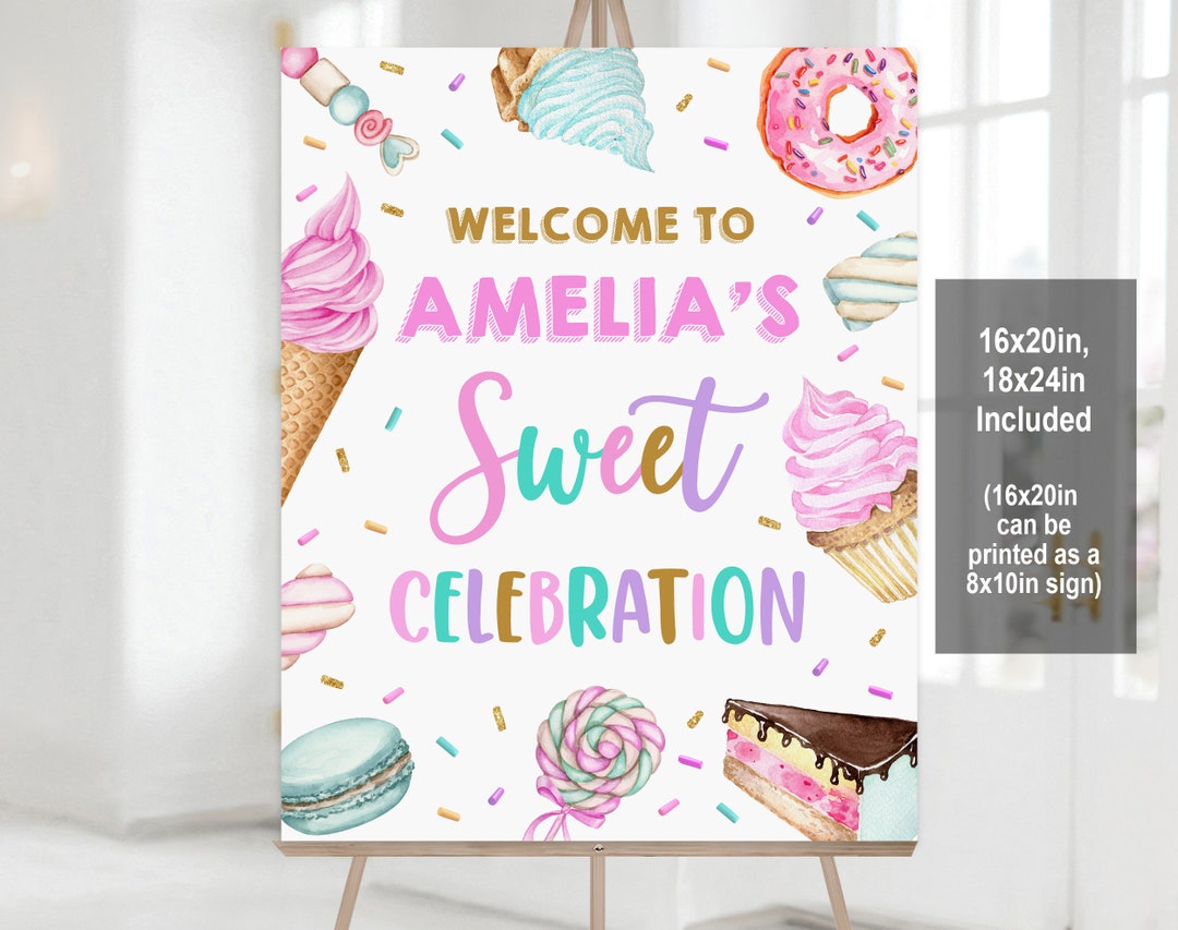 Sweet Birthday Welcome Sign Sweet Party Welcome Poster Sweet ...