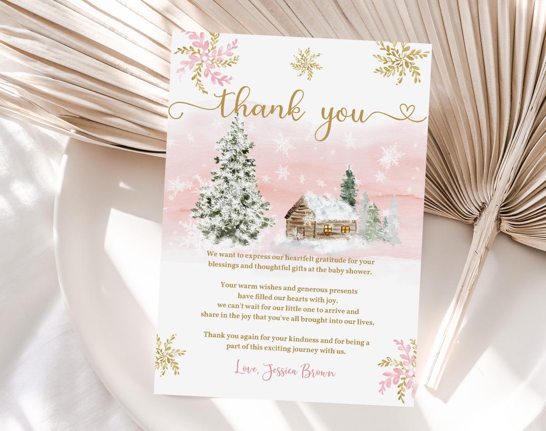 Winter Baby Shower Thank You Card Baby It's Cold Outside Thank You Note ...