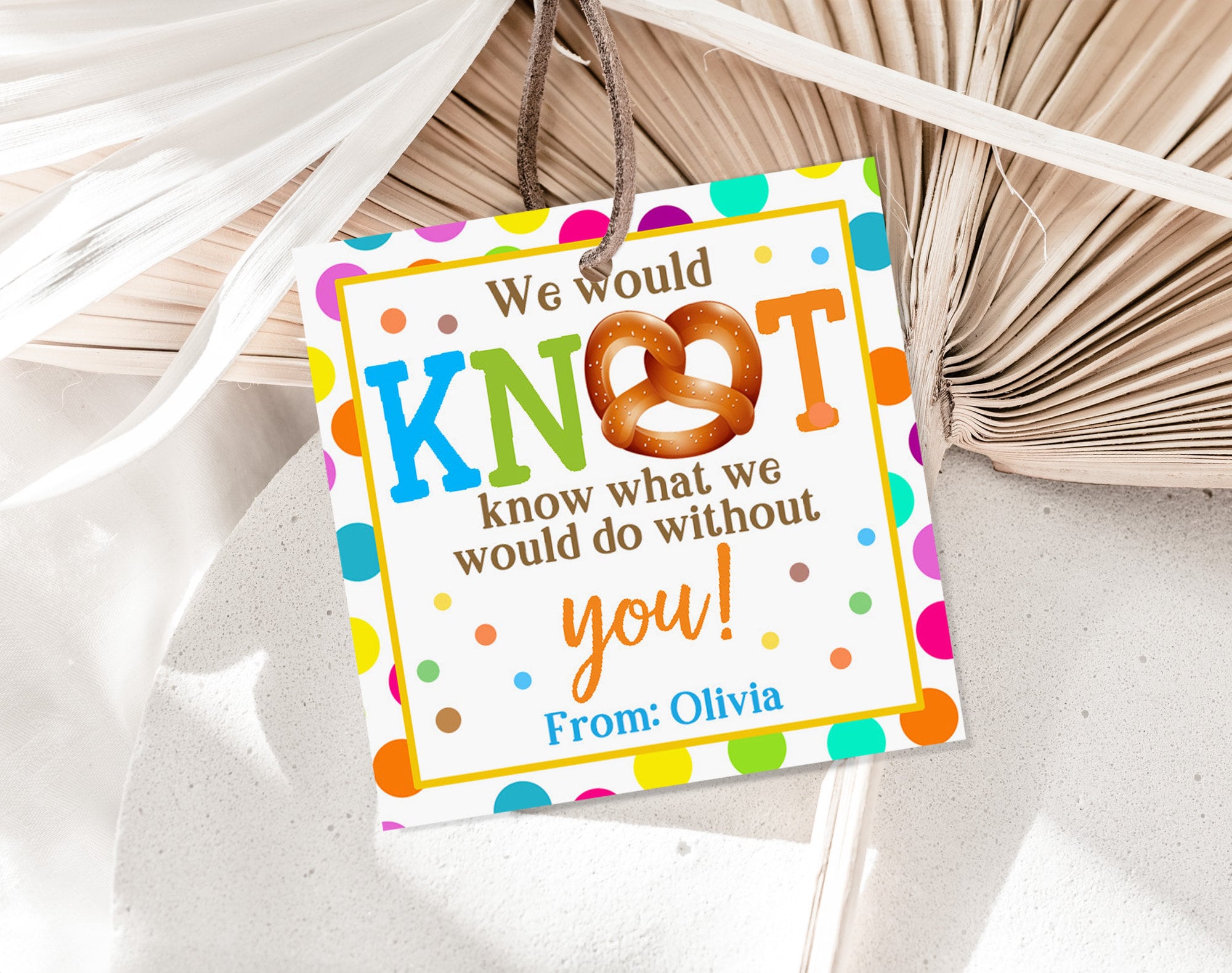 Teacher and Nurse Gift Tag: Pretzel Knot Design (editable Printable ...