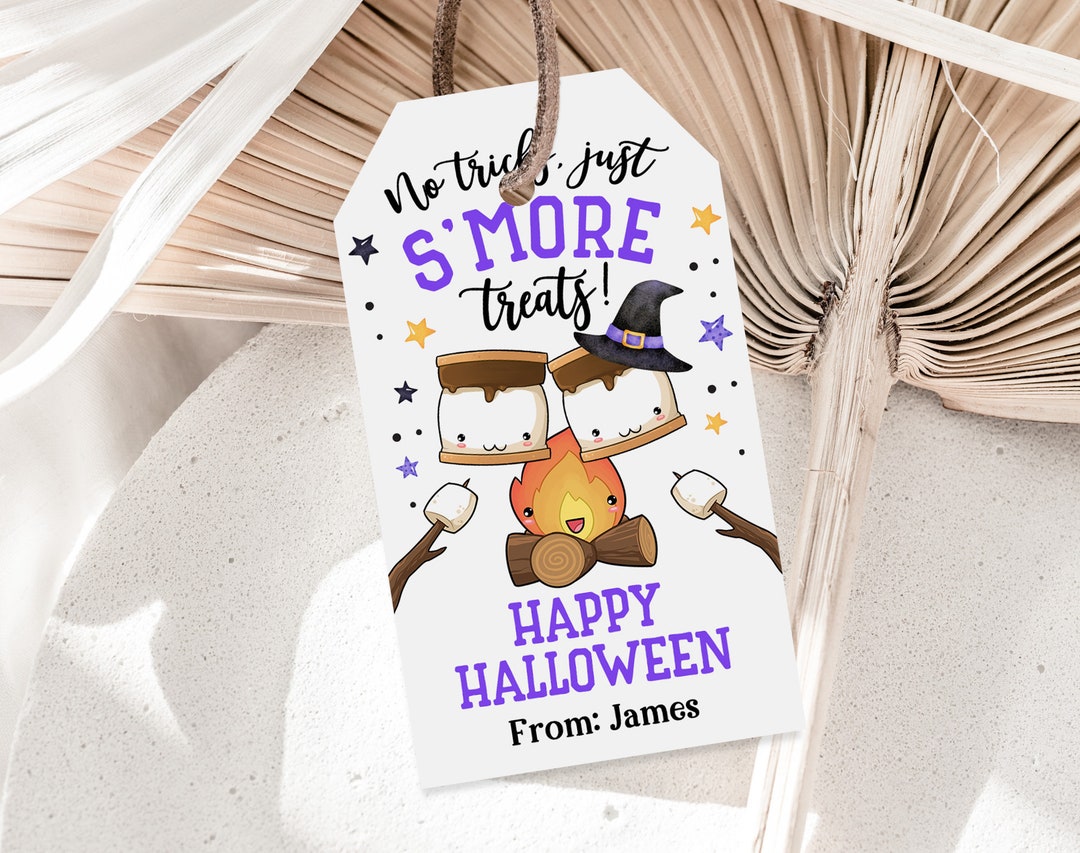 Editable Halloween S'mores Gift Tag No Tricks Just Smore Treats Favor ...