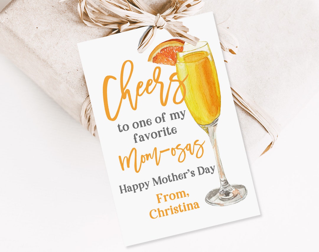 Mother's Day Mimosa Tags, Printable Labels (editable, 2 Sizes) - Etsy