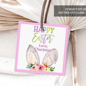Easter Gift Sticker Bunny Basket Label Party Favor Tag Kids Classroom ...