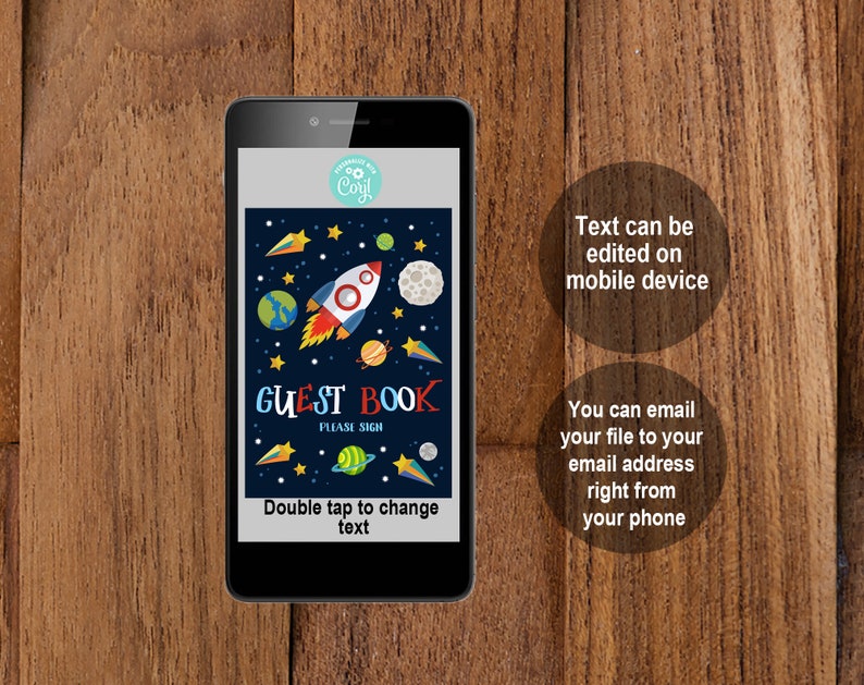 Guest Book Sign Outer Space Birthday Printable Table Sign Set - Etsy