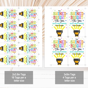You Shined Bright This Year Tag End of the Year Tag Classroom Tags ...