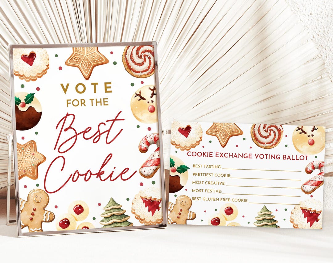 Editable Christmas Voting Ballot Card and Sign Cookie Exchange Party ...