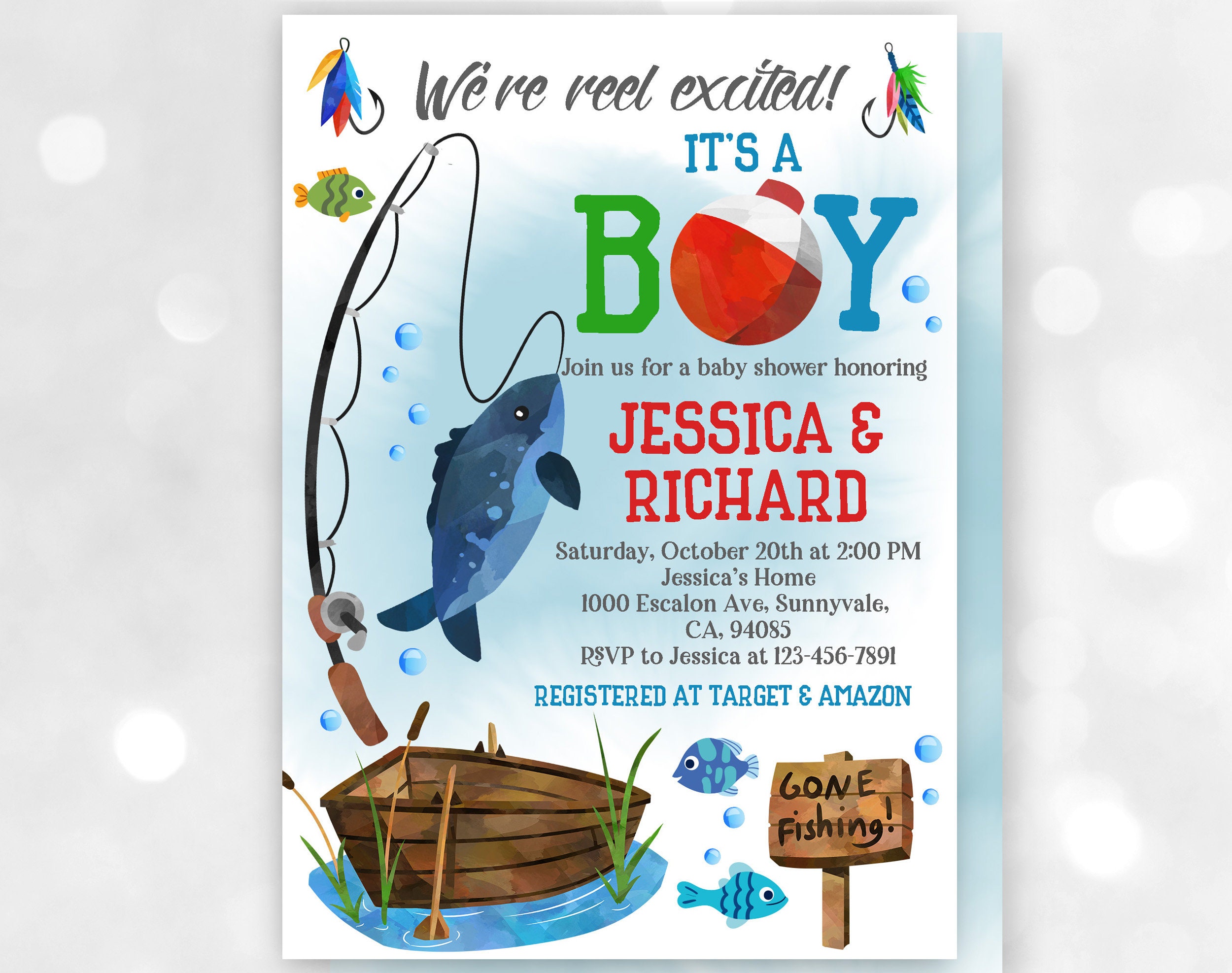 Fishing Baby Shower Invitation/ We're Reel Excited/ | Etsy