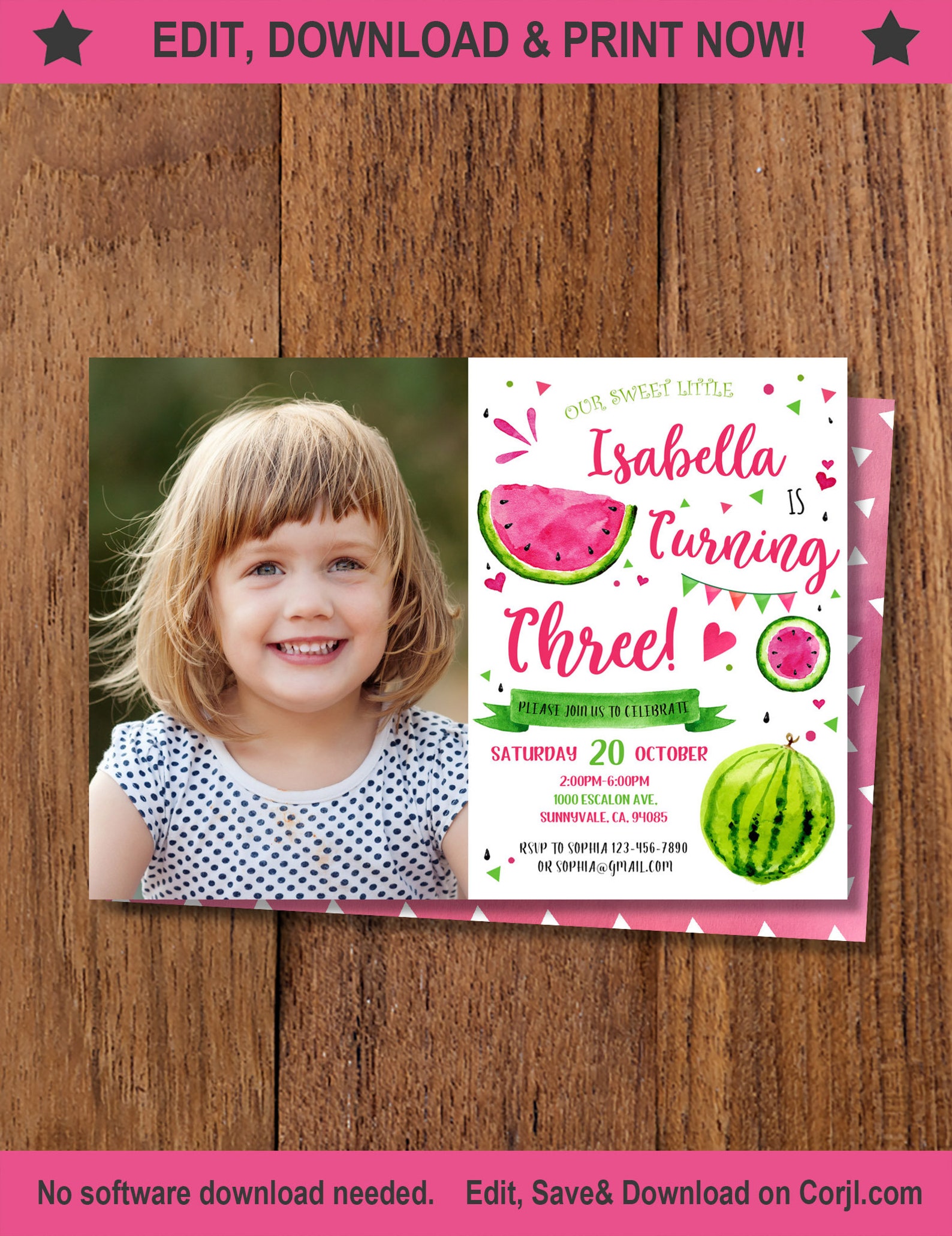 Watermelon Birthday Invitation/ Watermelon Party Invitation/ | Etsy