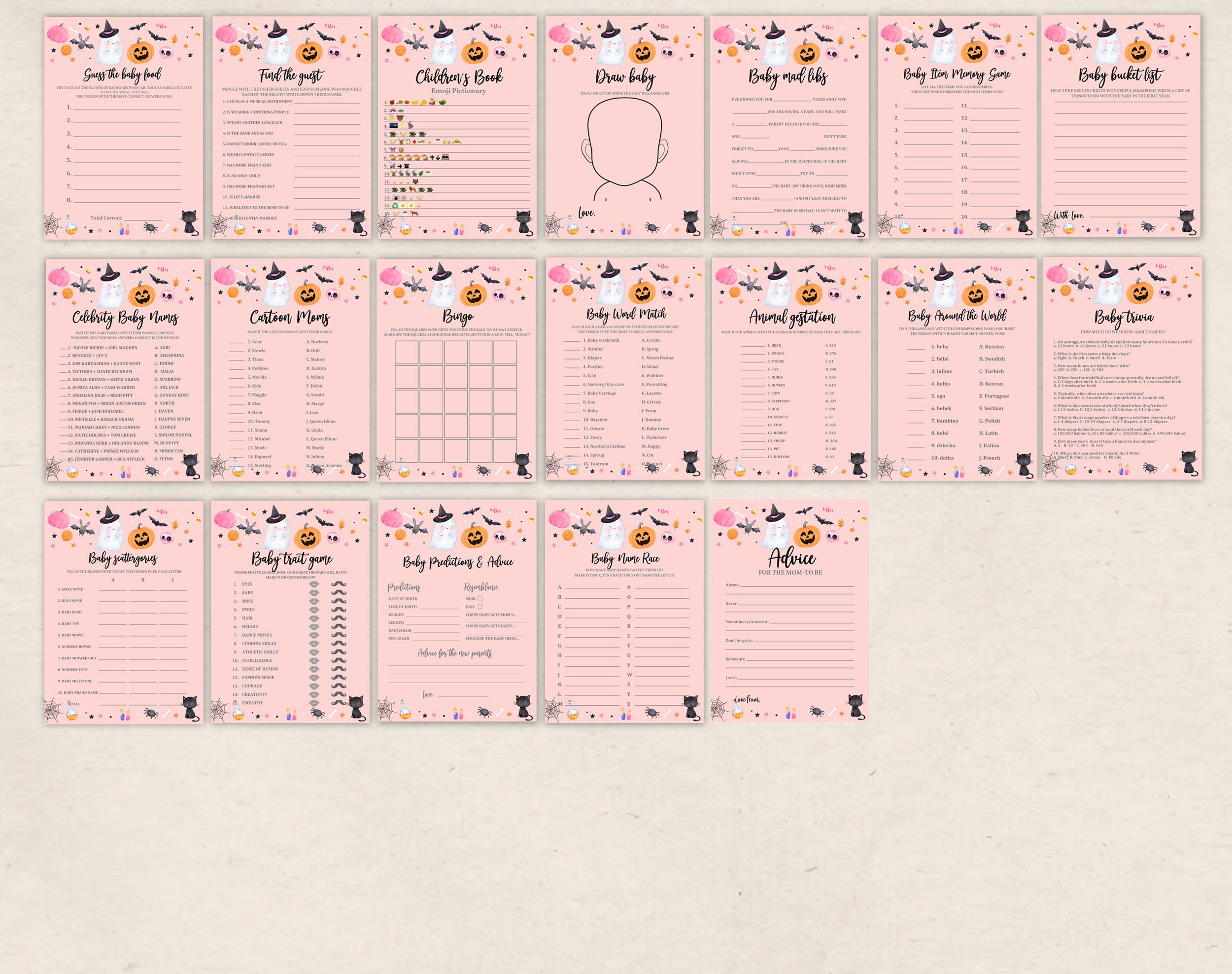 Little BOO Ghost Baby Shower Games Bundle Pink Ghost Baby - Etsy