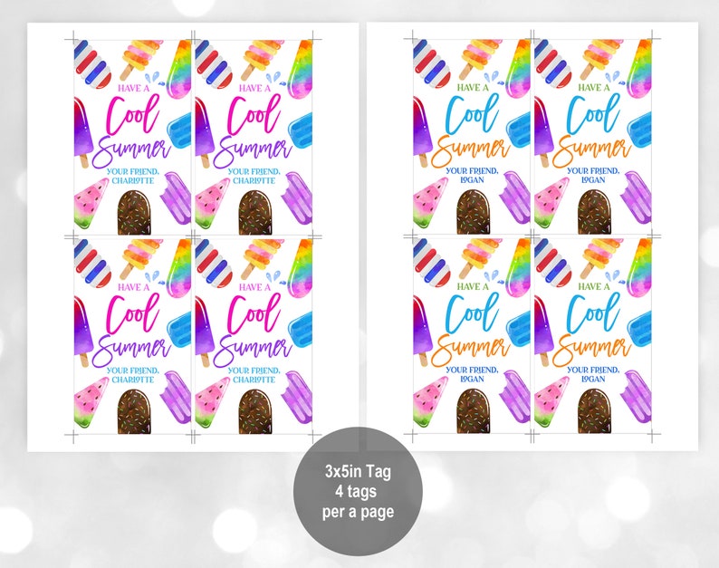 Summer Popsicle Gift Tags, Printable School Treats (editable PDF) - Etsy