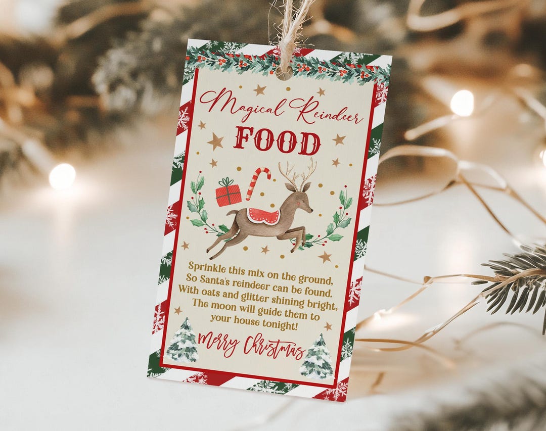 Editable Magical Reindeer Food Tag Christmas Reindeer Food Tags ...