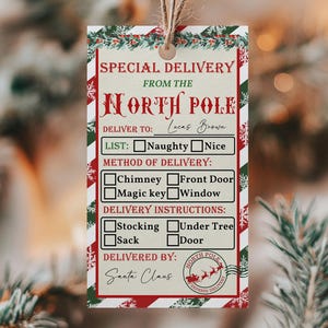 Santa Gift Tags: North Pole Special Delivery - Printable & Editable - Etsy