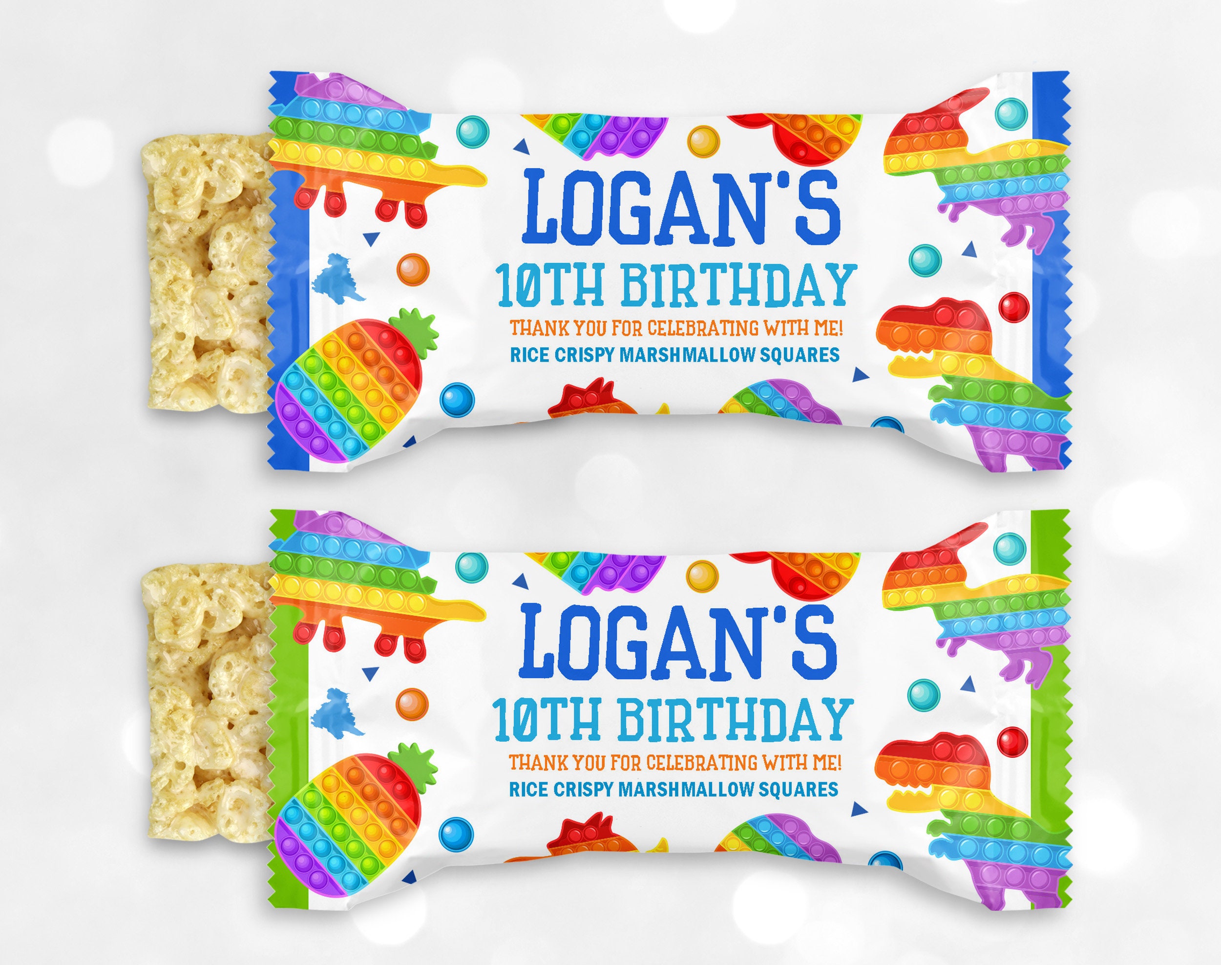 Paper Pop It Rice Krispies Treats Wrapper Printable Party Favor Fidget ...