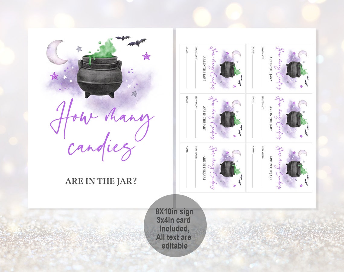 Halloween How Many Candies Are in the Jar Sign and Ticket - Etsy