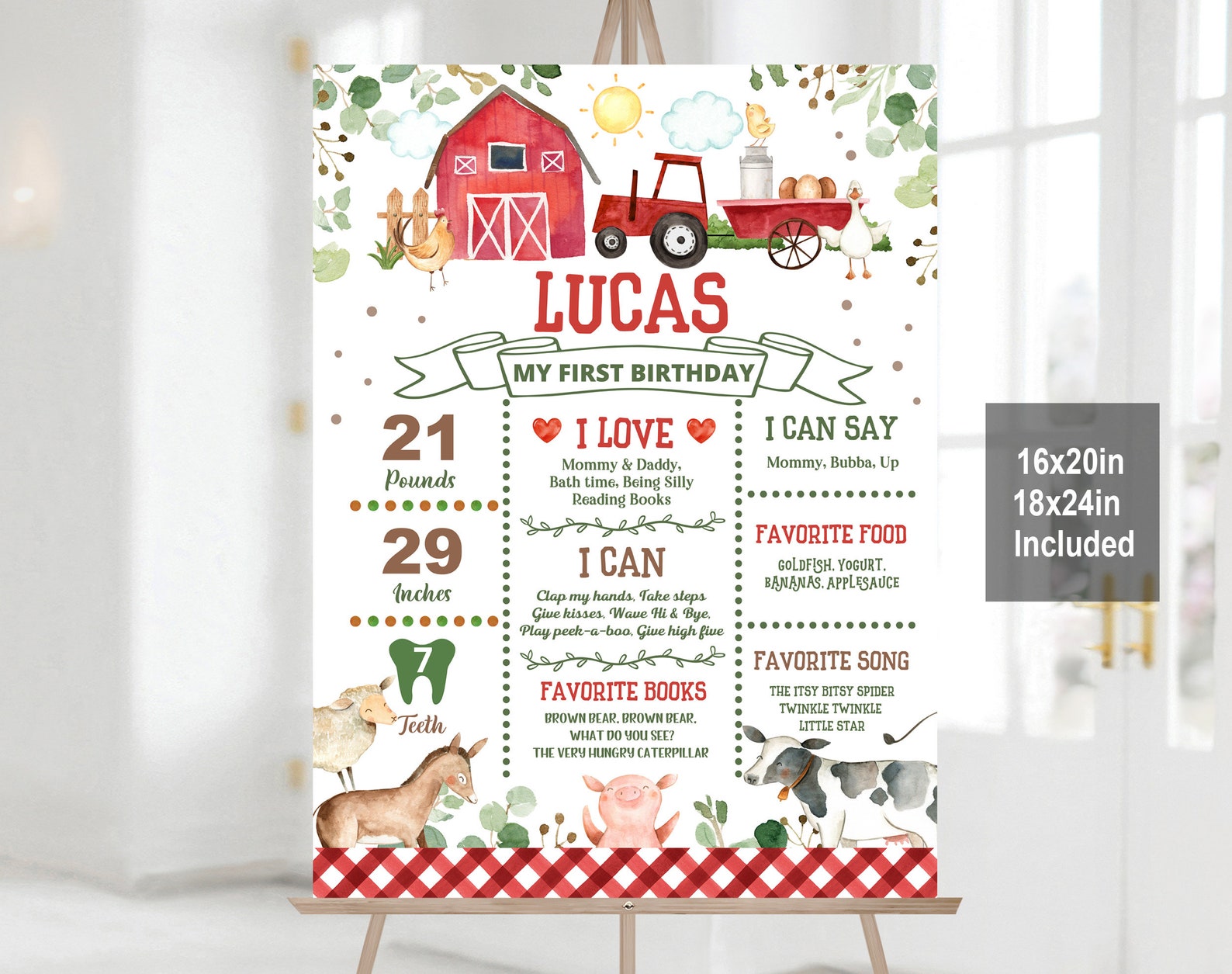 Farm Milestone Birthday Poster Farm Animals 1st Birthday - Etsy