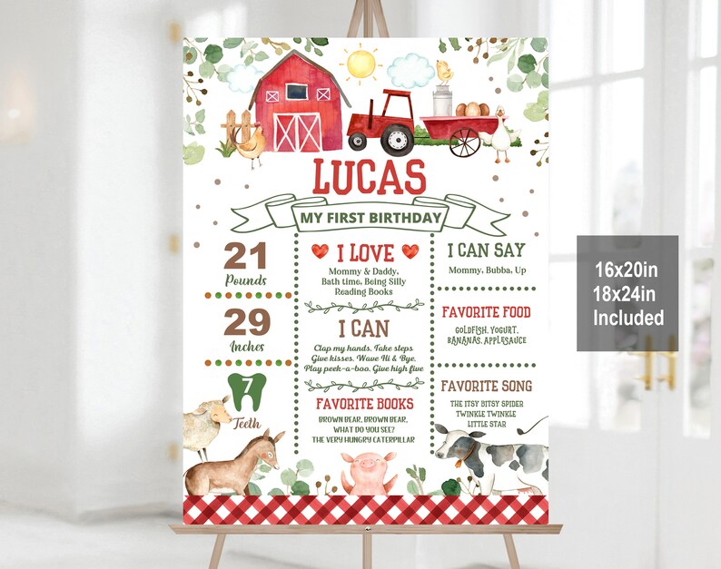 Farm Milestone Birthday Poster Farm Animals 1st Birthday - Etsy