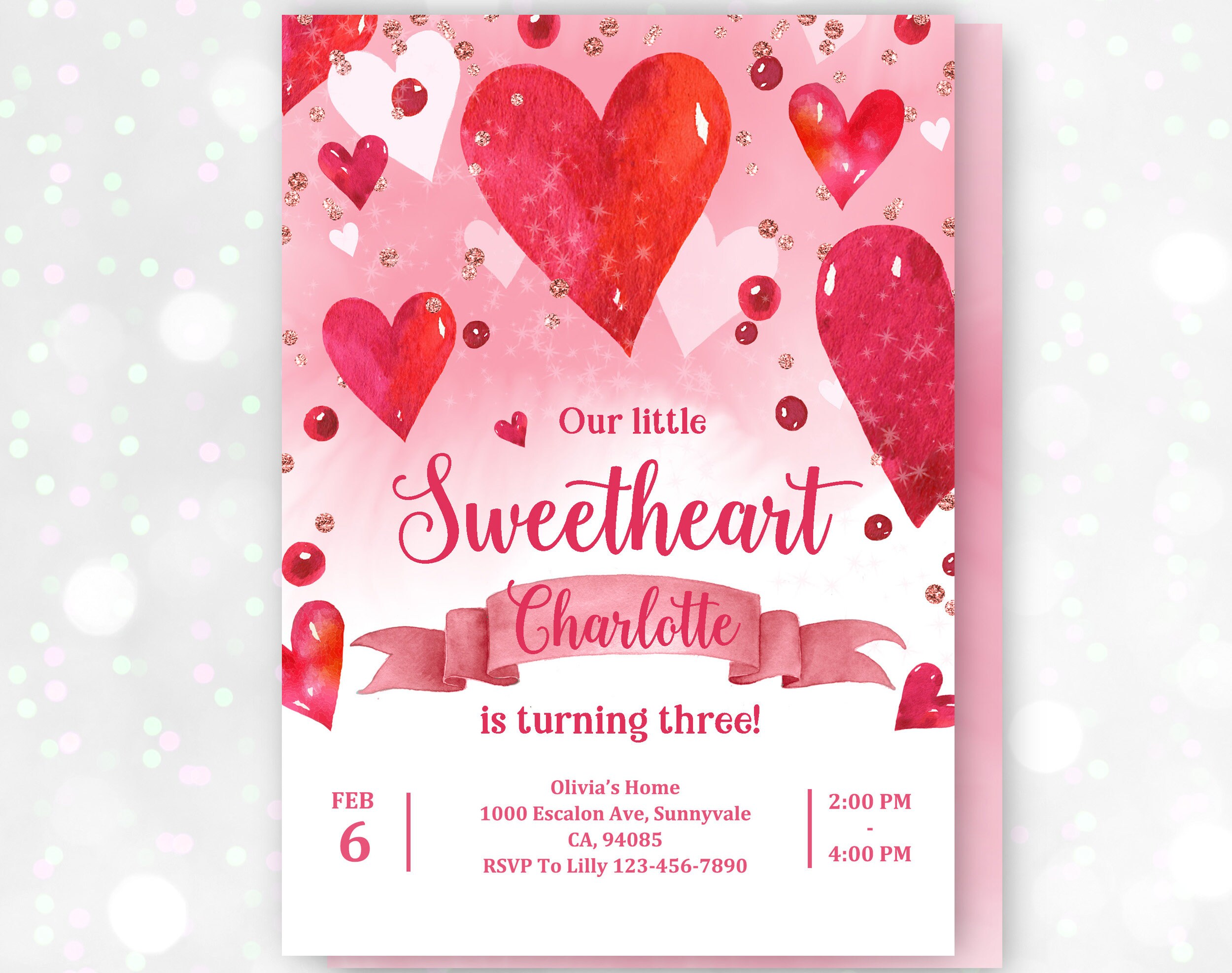 Invitations Sweetheart First Birthday Invite Sweetheart Invitation ...