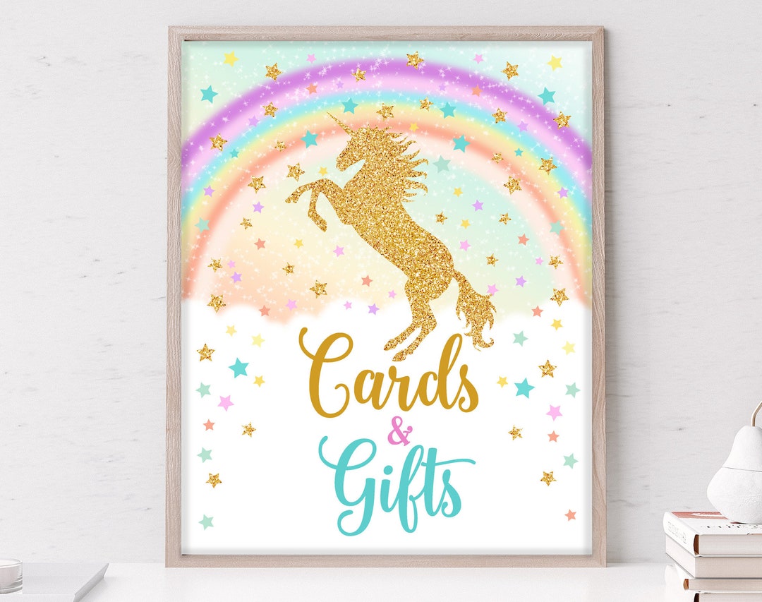 Unicorn Birthday Table Sign: Rainbow Pastel Colors - Digital Download ...