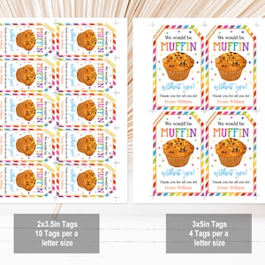 Muffin Gift Tags - Teacher, Coworker, Classroom Printable Est26 - Etsy