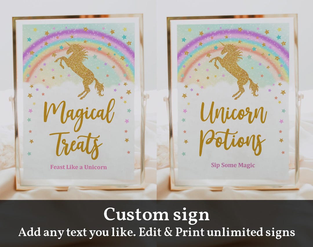 Unicorn Custom Sign Rainbow Unicorn Birthday Baby Shower Custom Sign ...