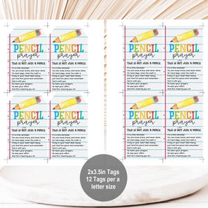 Prayer Tag: Back to School Pencil Design (editable Printable PDF Bst63 ...