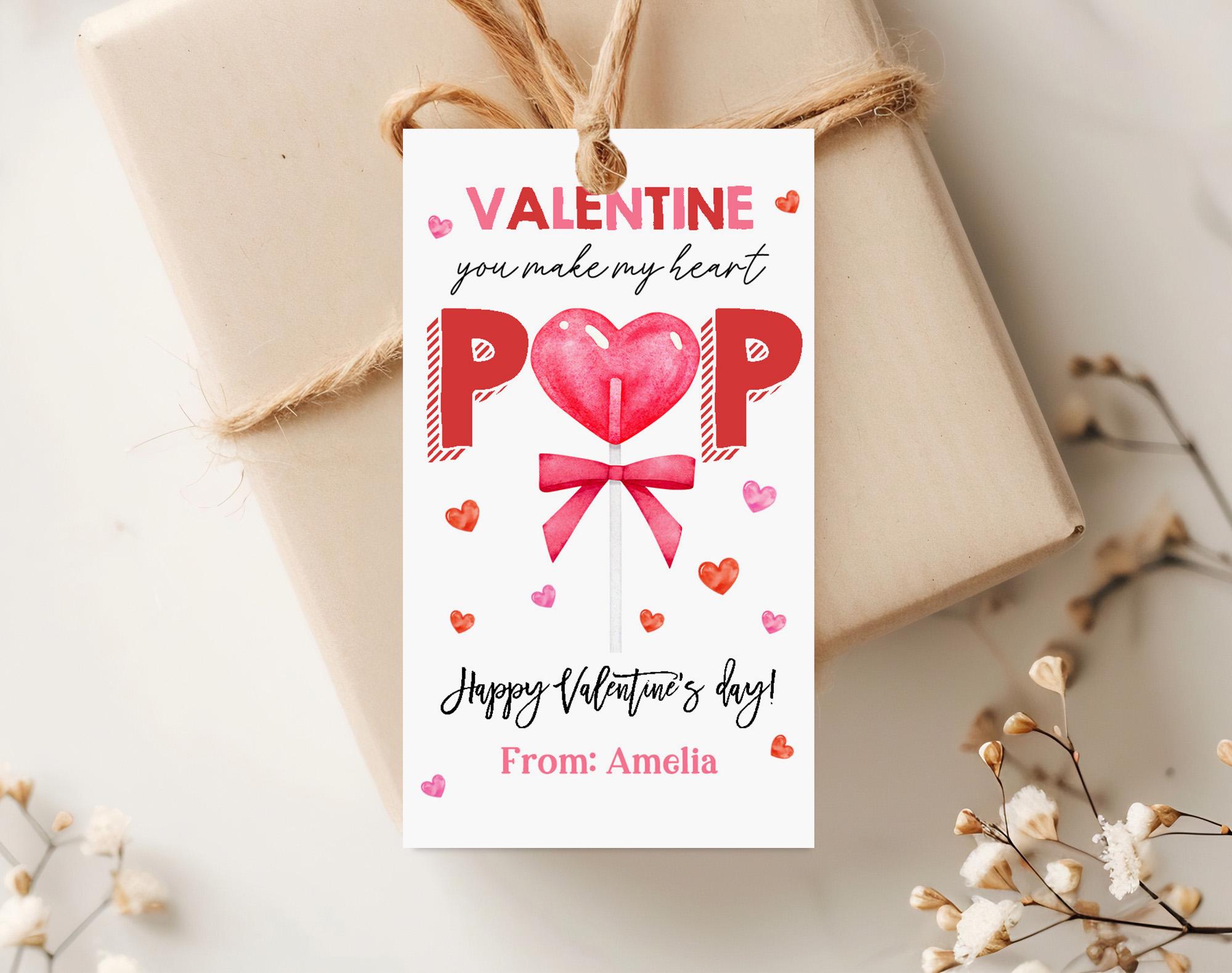 Valentine Gift Tags: Editable Lollipop Treat Labels (printable Vat58 ...