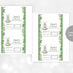 Bunny Birthday Candy Bar Wrapper Rabbit Chocolate Bar Label - Etsy