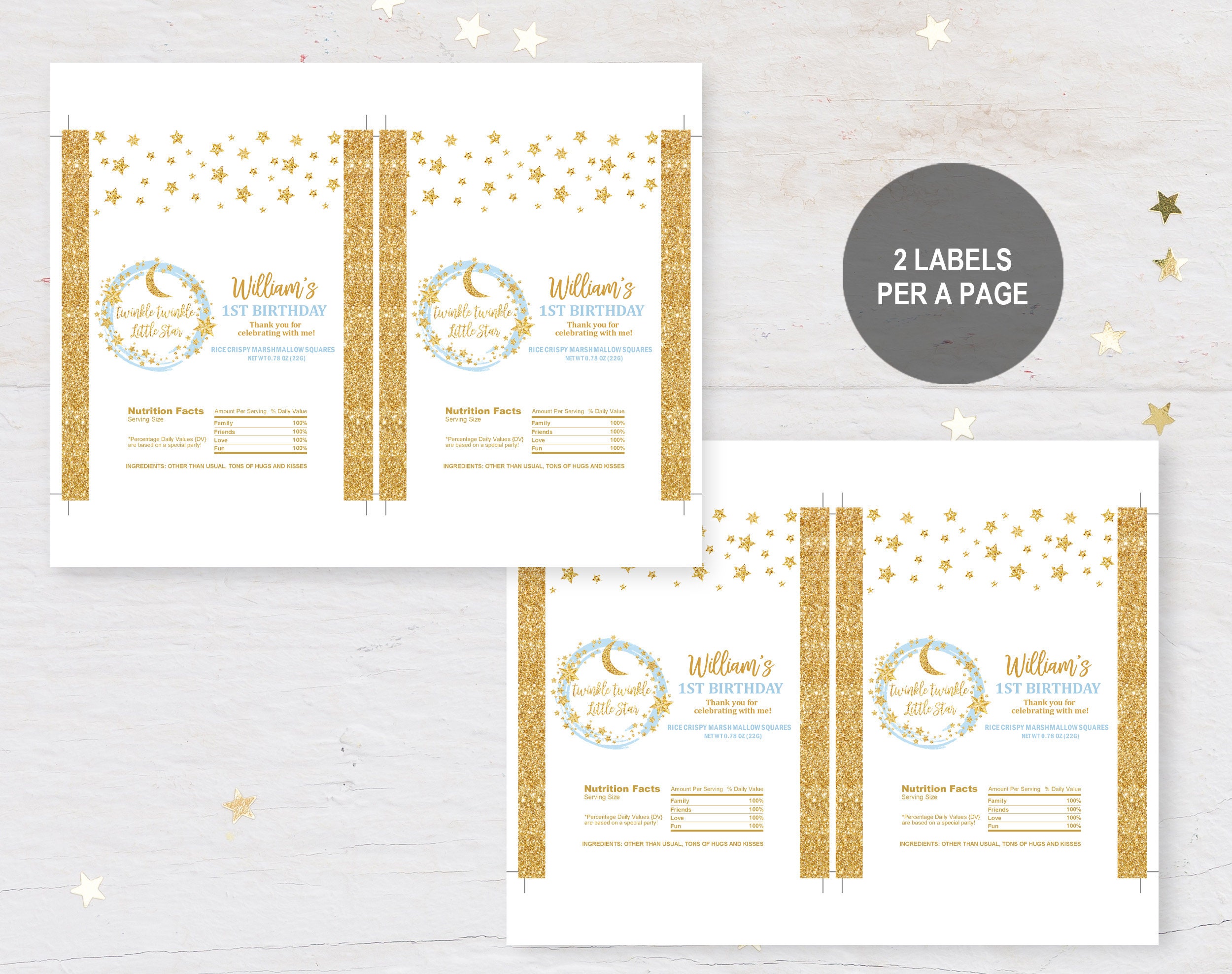 Twinkle Twinkle Little Star Birthday Rice Krispy Treat Label - Etsy