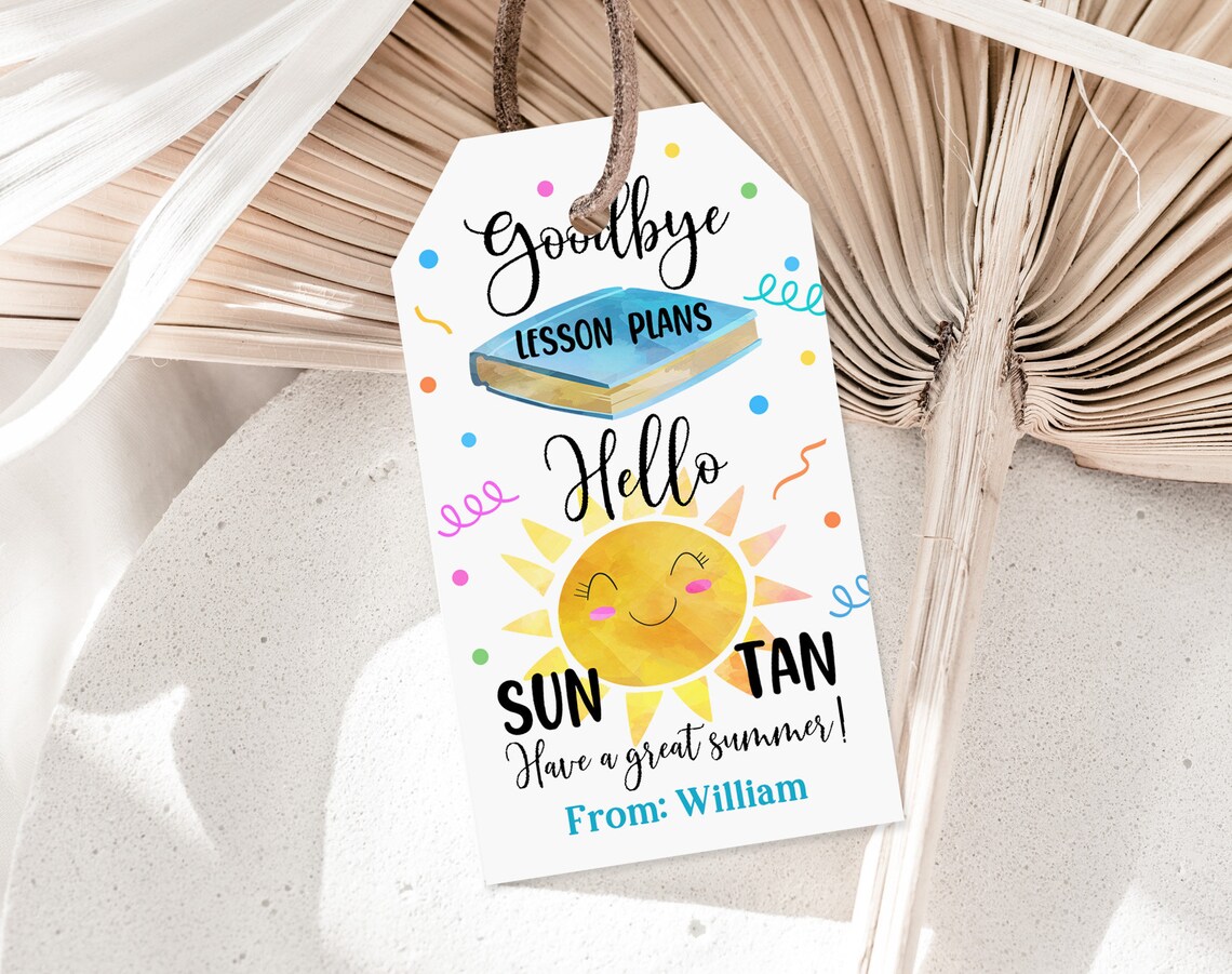Teacher Gift Tag: End of Year Summer School - Editable Printable Est41 ...