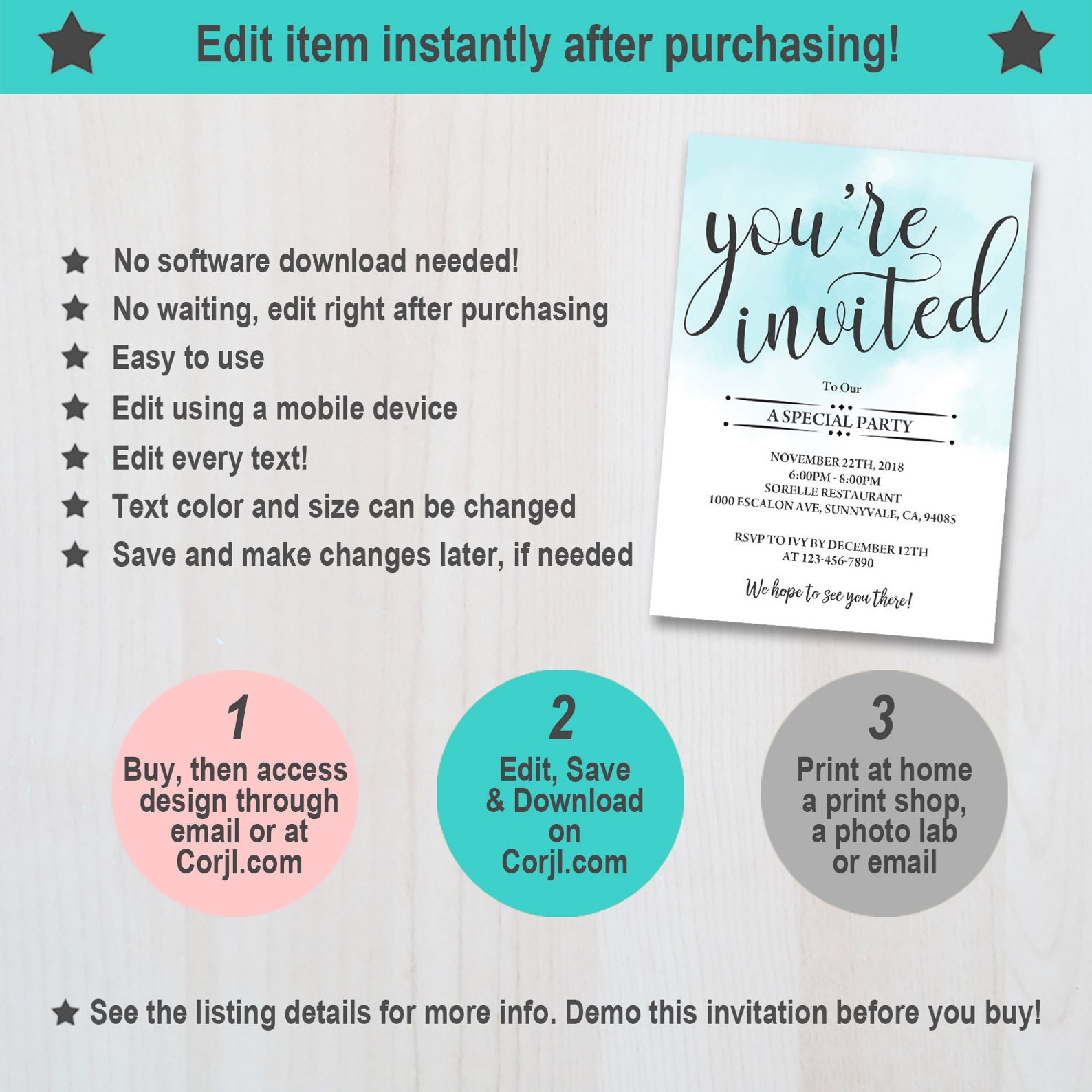 You're Invited Template All Text Editable Invitation Template Editable ...