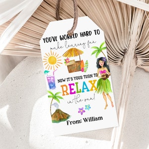 Hawaii Summer Luau Teacher Appreciation Gift Tag Your Turn to Relax in ...