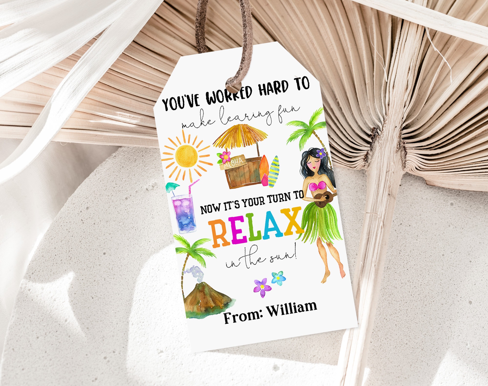 Hawaii Luau Teacher Gift Tags, Summer Party (editable Printable Est22 ...