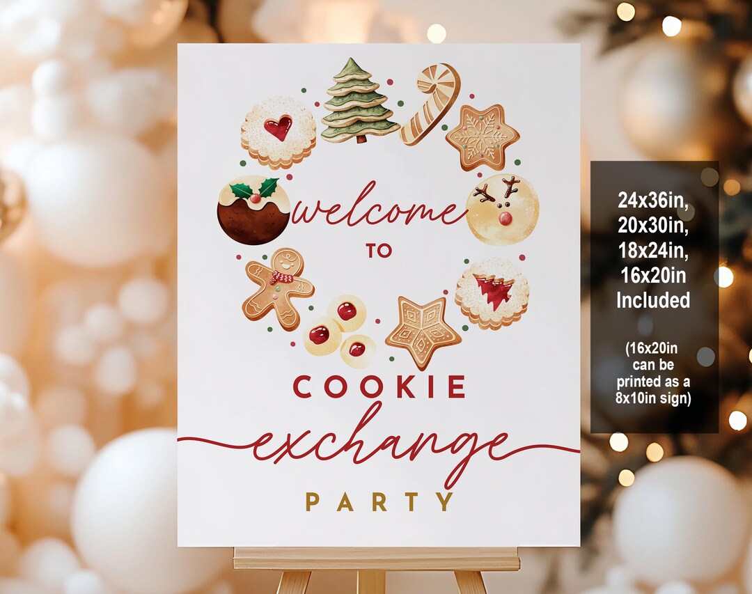 Christmas Cookie Exchange Welcome Sign (editable Printable) Chi45 - Etsy