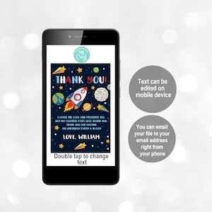 Outer Space Thank You Card Astronaut Birthday Thank You Note Boy 1st ...