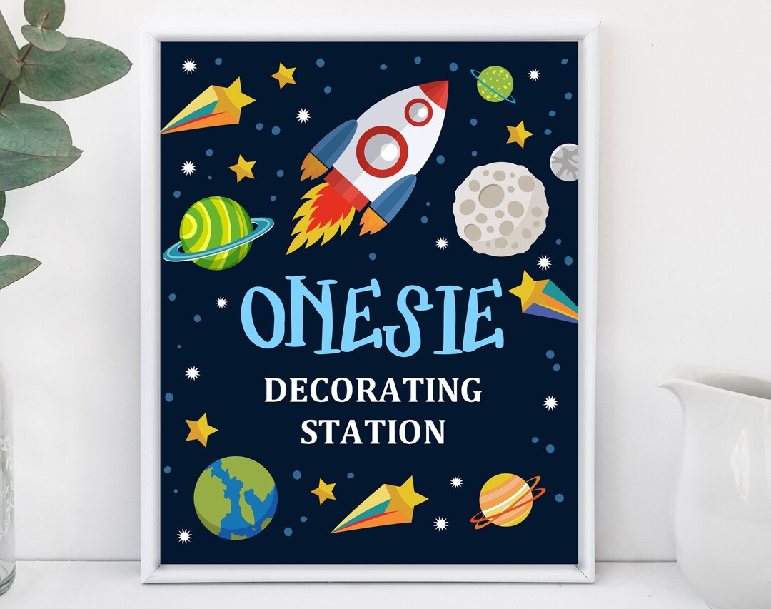 Decorate Onesie Sign Outer Space Table Sign Astronaut Baby Shower Sign ...