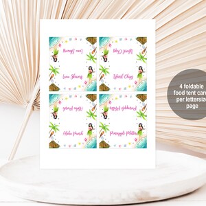 Hawaiian Party Food Tent Card Luau Food Labels Topical Place Cards ...